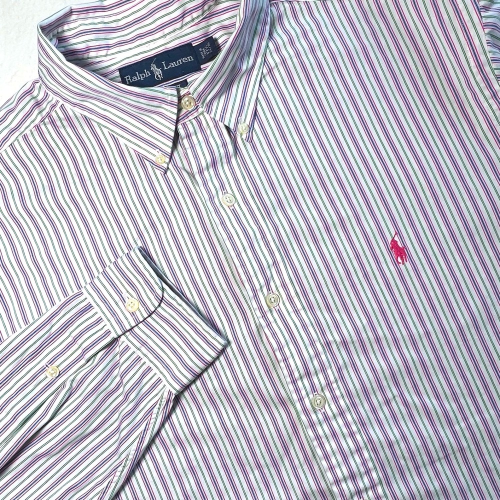 Ralph Lauren Mens Vertical Striped Button Down Shirt … - Gem